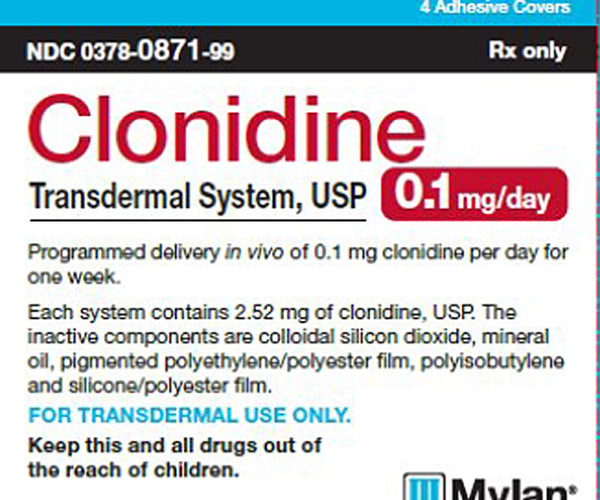 Clonidine Transdermal Patch 0.1 mg 24-Hour 4/Box by Mylan (RX ...