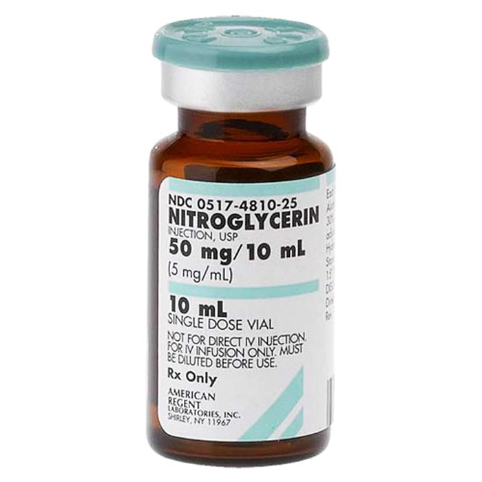 Nitroglycerin for Injection 5 mg/mL Single Dose Vials 10 mL, 25/Tray ...