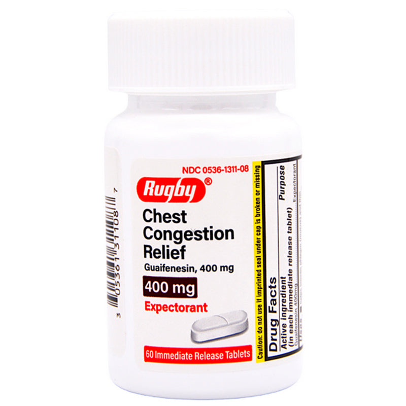 Chest Congestion Relief Tablets 400mg Guaifensein, 60 Count ...