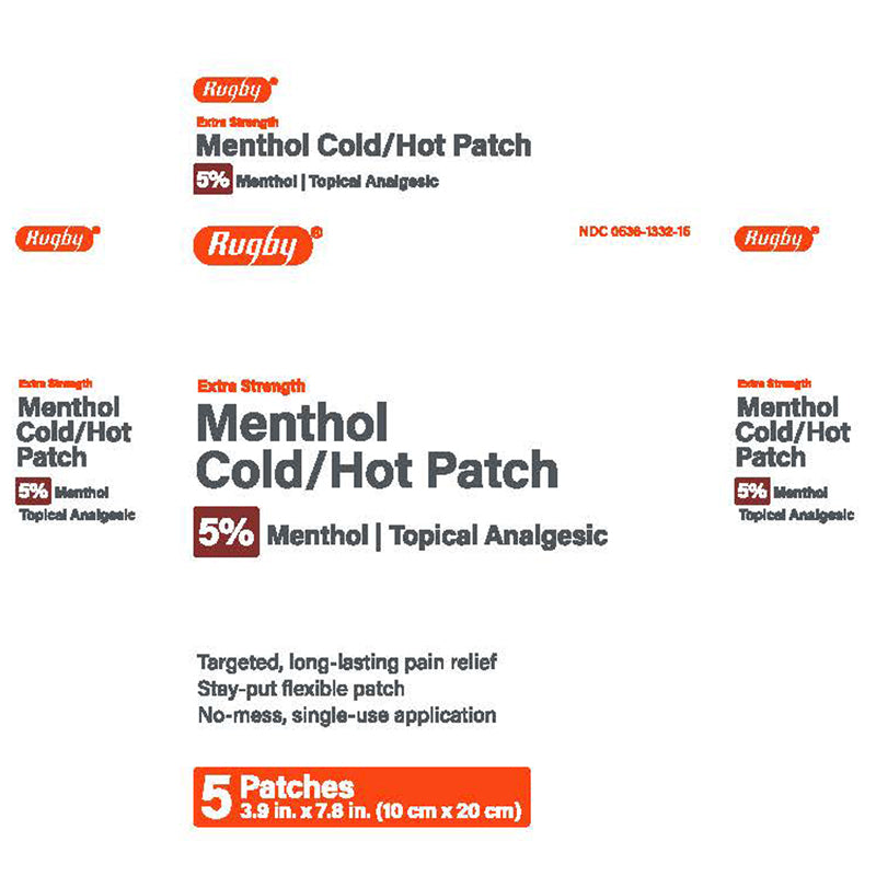 Rugby Icy Cold and Hot Medicated Pain Relief Adhesive Patches (5-Pack ...