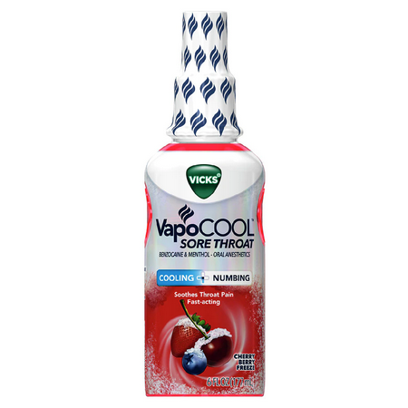 Vicks VapoCOOL Sore Throat Spray, Cherry Berry Freeze, 6 oz ...