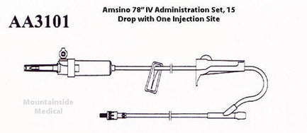 Amsino IV Administration Set, 15 Drop, 78" Length, Slide Clamp, Roller ...