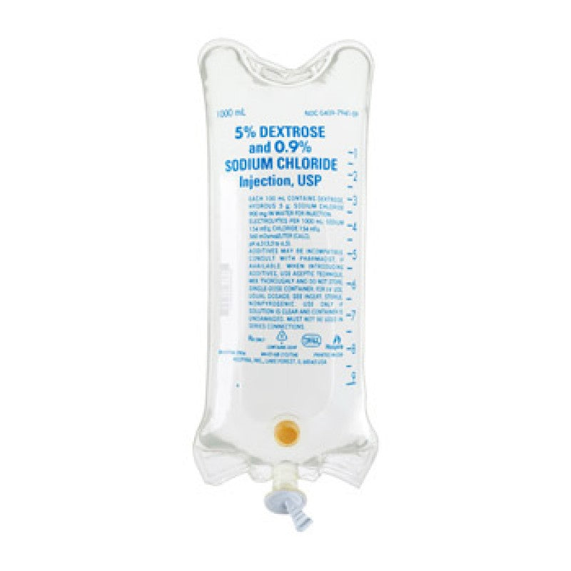 Dextrose 5% and 0.9% Sodium Chloride IV Solution, 1000 mL Bag, 12/cs ...