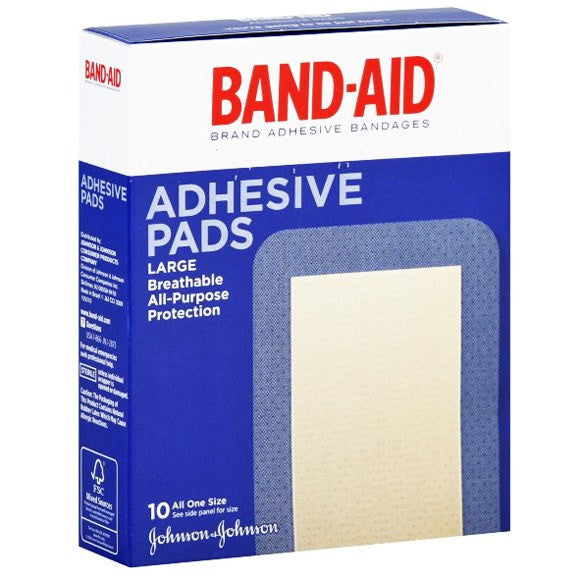Band-Aid Adhesive Pads, 2 7/8" X 4" Large 10/Box — Mountainside Medical ...