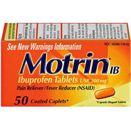 Motrin IB Ibuprofen 200 mg Coated Caplets 50 Count — Mountainside Medical