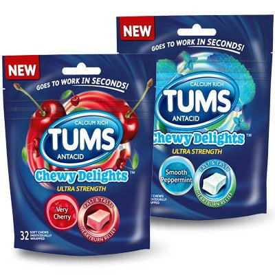Tums Chewy Delights Chewable Antacid Relief, Ultra Strength ...