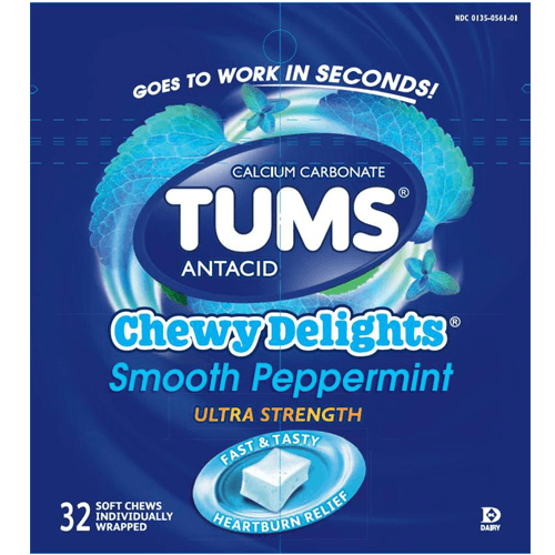 Tums Chewy Delights Chewable Antacid Relief, Ultra Strength ...